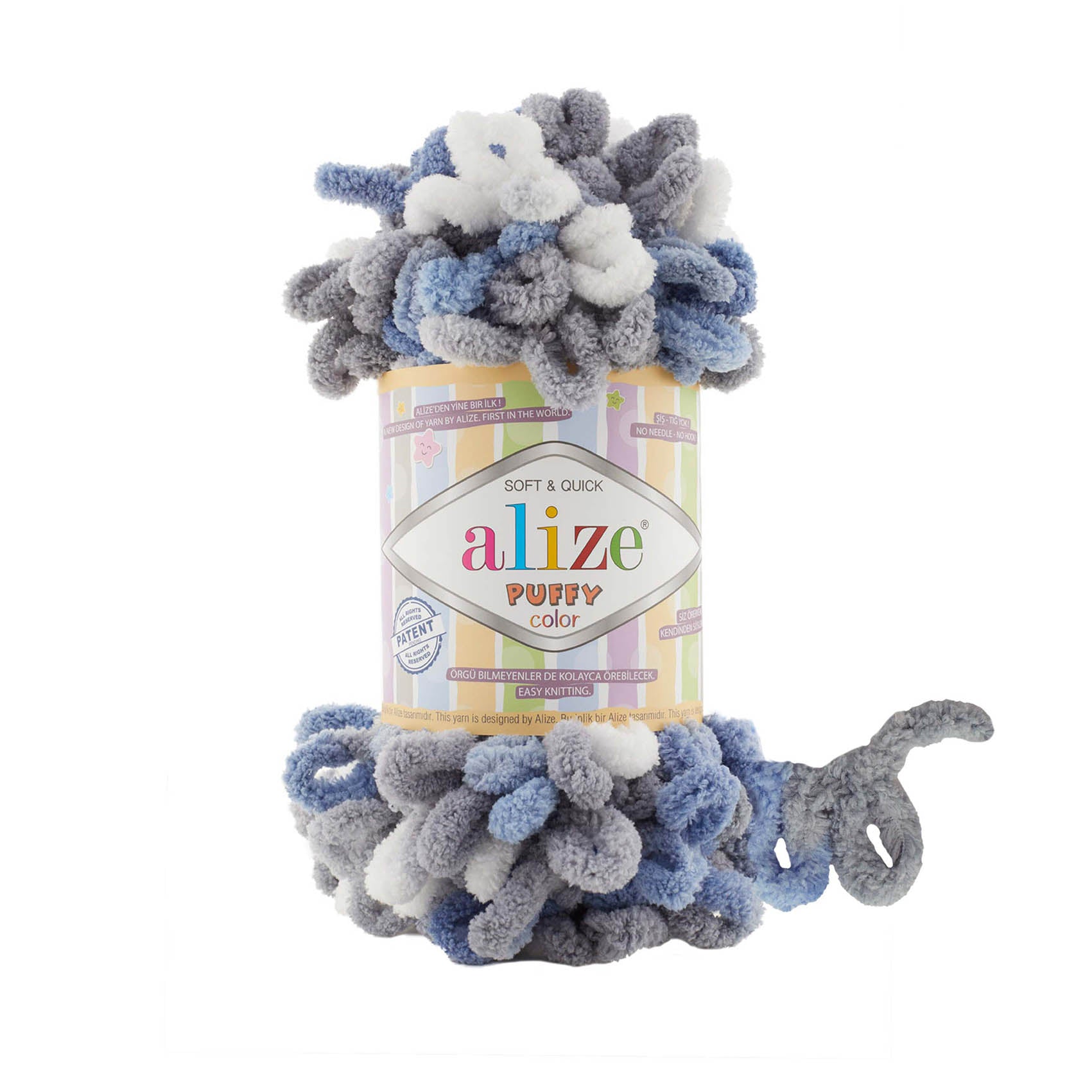 Alize Puffy Color 6075: Vibrant Multicolor Loop Yarn for Easy Knitting ...