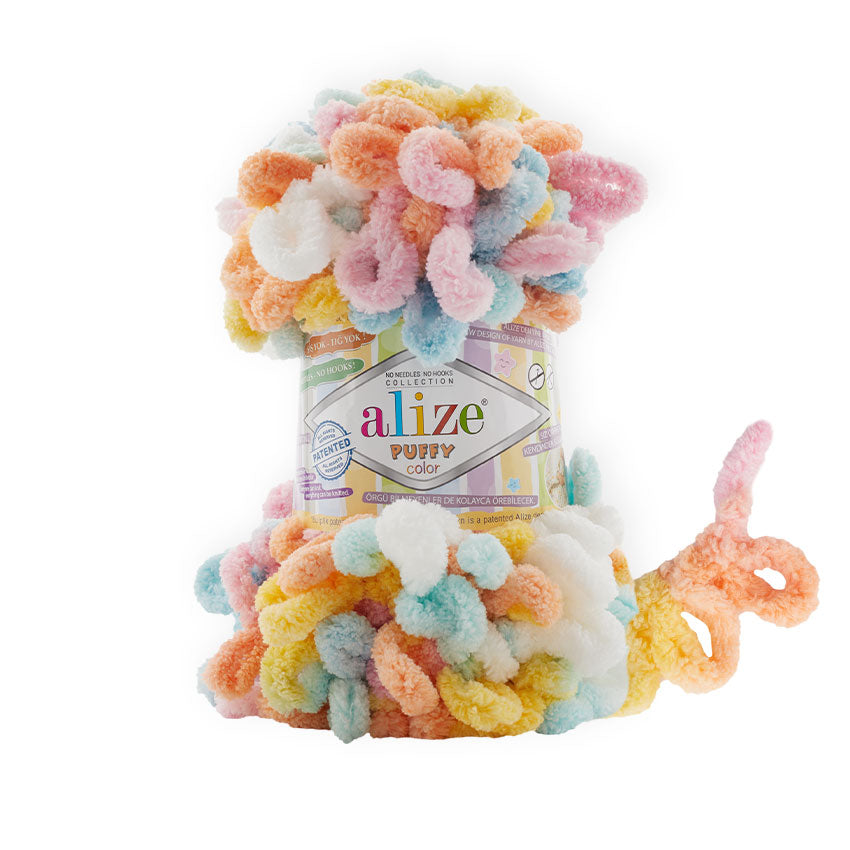 Alize Puffy Color 6521: Vibrant Multicolor Loop Yarn for Easy Knitting ...