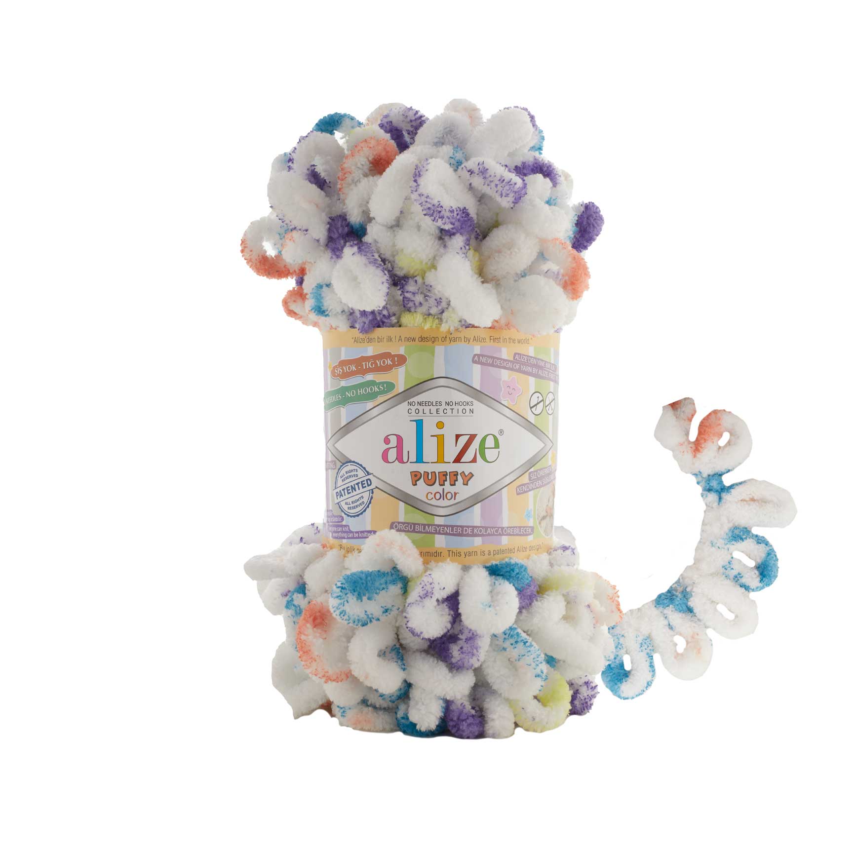 Alize Puffy Color 7539: Vibrant Multicolor Loop Yarn for Easy Knitting