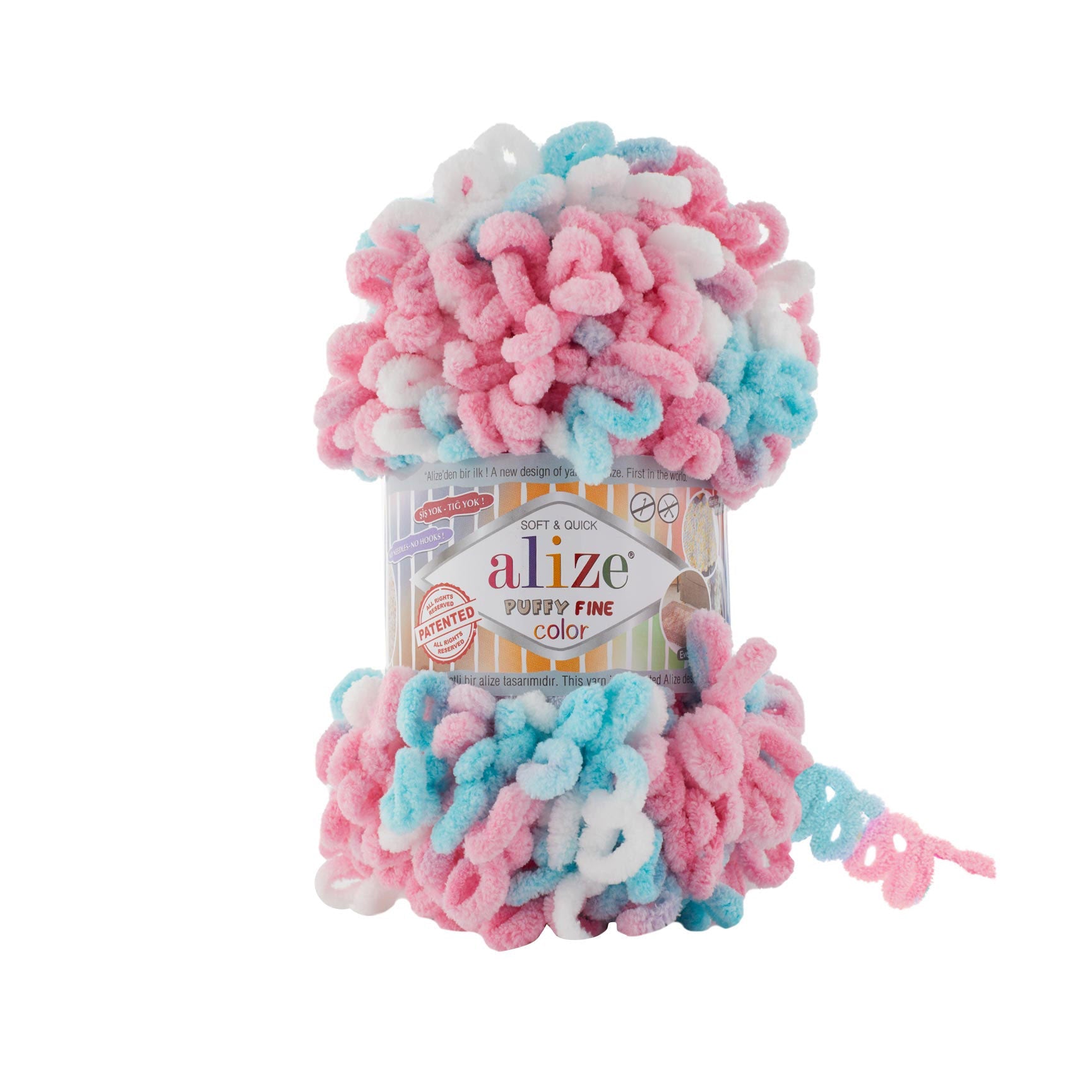 Alize Puffy Fine Color 6377: Multicolor Loop Yarn for Detailed Patterns