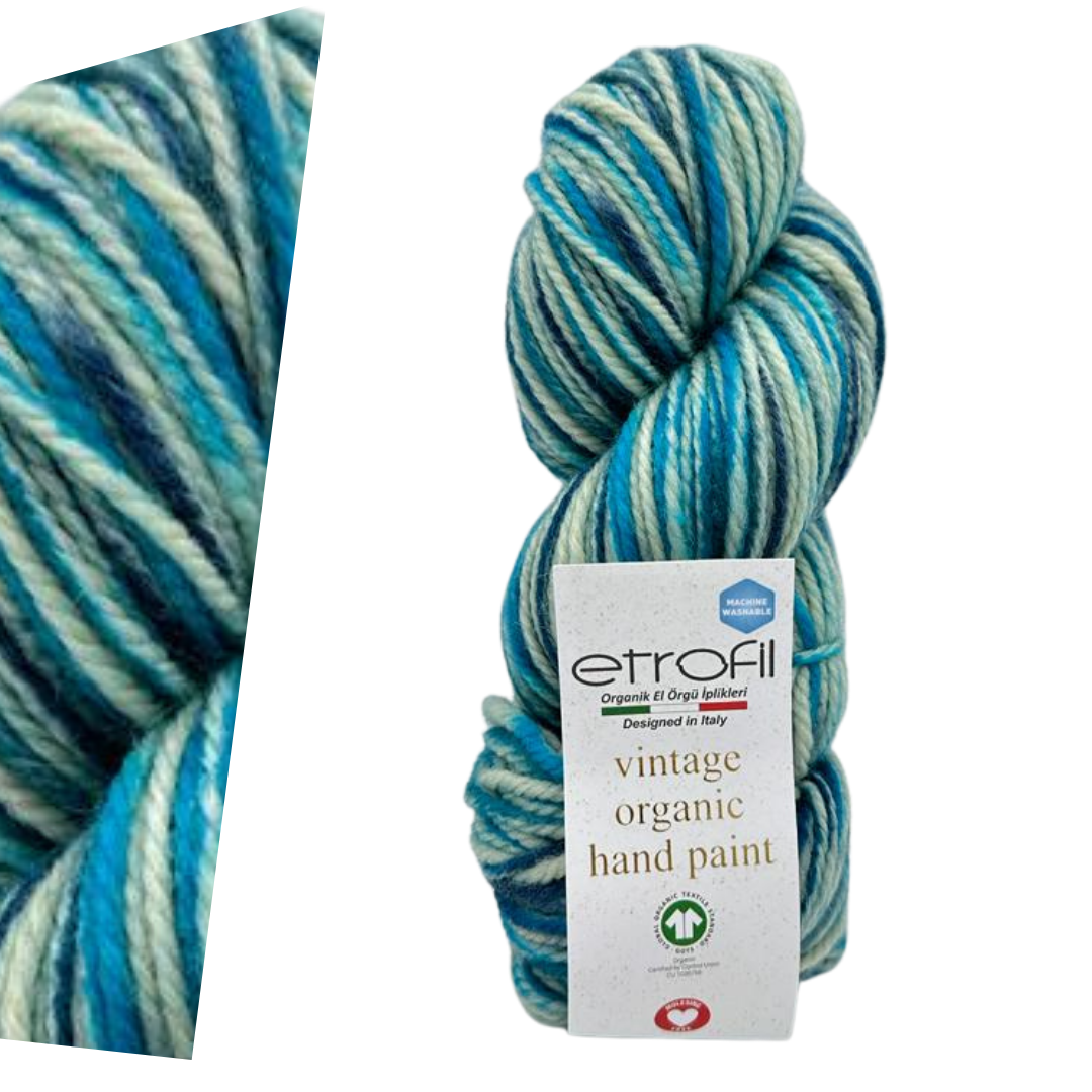 Etrofil Vintage Organic Print SE714 - 100% Organic Wool Yarn for Soft ...
