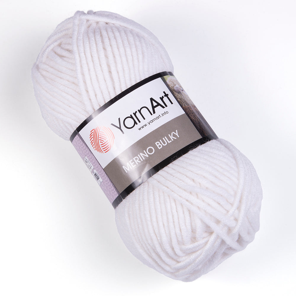 YarnArt Merino Bulky 501 - Thick & Soft Wool Yarn for Quick Winter Knits